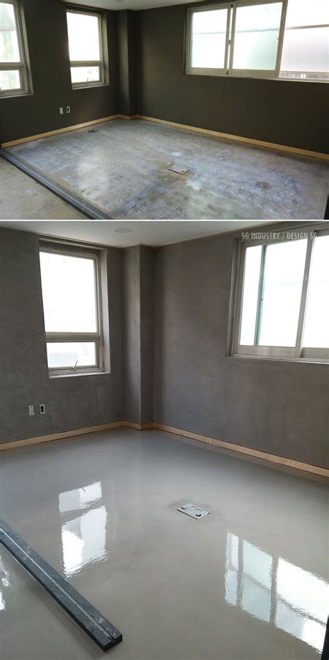 피터의 작업실 청담동 노출콘크리트전용 셀프레벨링 듀얼크리트 그레이 타설 빈티지바닥 반듯하게