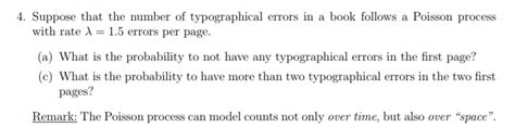Solved Number Of Typographical Errors In A Book Follows A