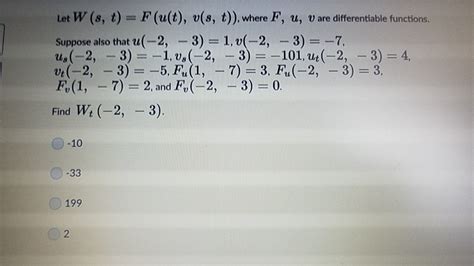 Solved Let W S T F U T V S T Where F U V Are Chegg Com