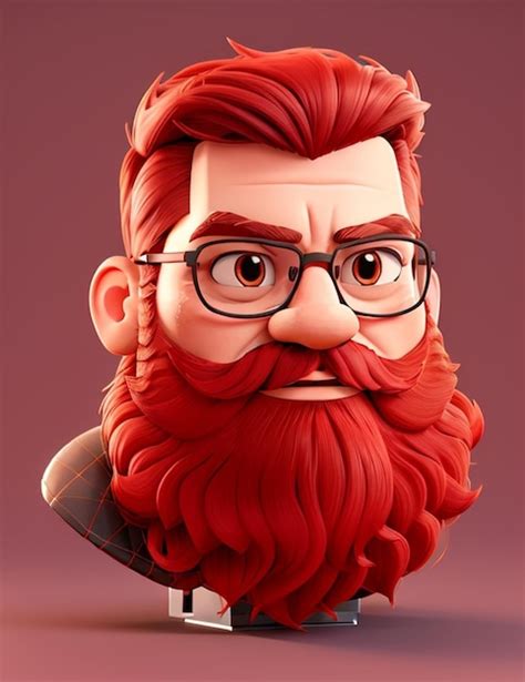 Premium Ai Image 3danimationstyleflatlogoofacharacterwithabeardmade0v1