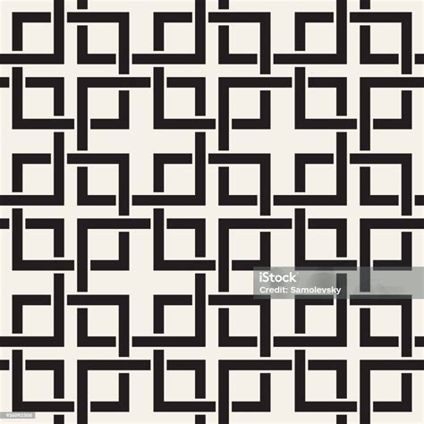 벡터 원활한 라인 패턴입니다 사각형을 Interweaving와 추상적인 배경입니다 기하학적 흑백 격자 텍스처입니다 장식 그리드입니다 0명에 대한 스톡 벡터 아트 및 기타