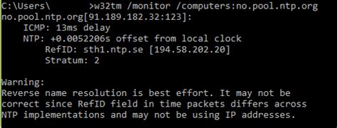 Testing Connections To NTP Servers From Cmd Network Operation Center