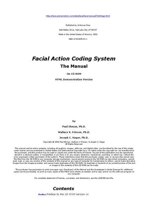 Facial Action Coding System Pdf Nature