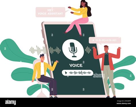 Voice Assistant Technology Digital Smart Speaker Concept Cartoon