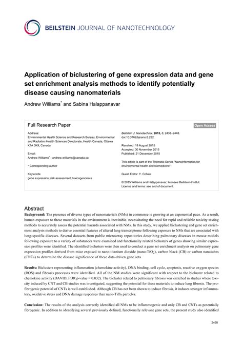 Pdf Application Of Biclustering Of Gene Expression Data And Gene Set Enrichment Analysis