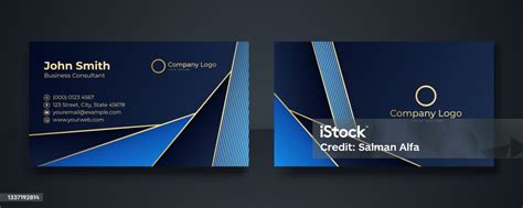 스마트 모던 명함 벡터 일러스트레이션 진한 파란색 배경 0명에 대한 스톡 벡터 아트 및 기타 이미지 0명 기업 비즈니스 단순함 Istock