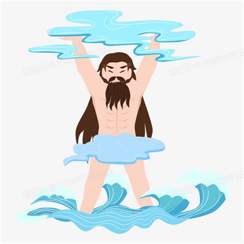 卡通矢量盘古神话人物开天地元素png图片素材下载卡通人物png熊猫办公