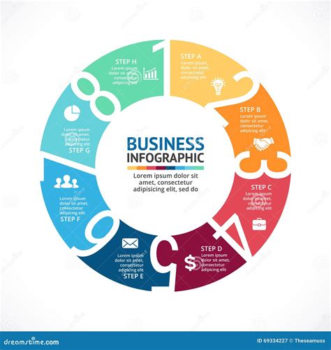 Vector Circle Arrows Numbers Infographic Diagram Graph Presentation Chart Business Cycle