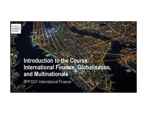 Week 1 Globalisation And Mncs 1pp Introduction To The Course