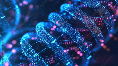 Digital Representation Of Dna Helix With Data Points Illustrating Bioinformatics And Genetic