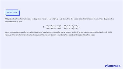 Solveda 1d Projective Transformation Acts On 1 D Points X As Xa X