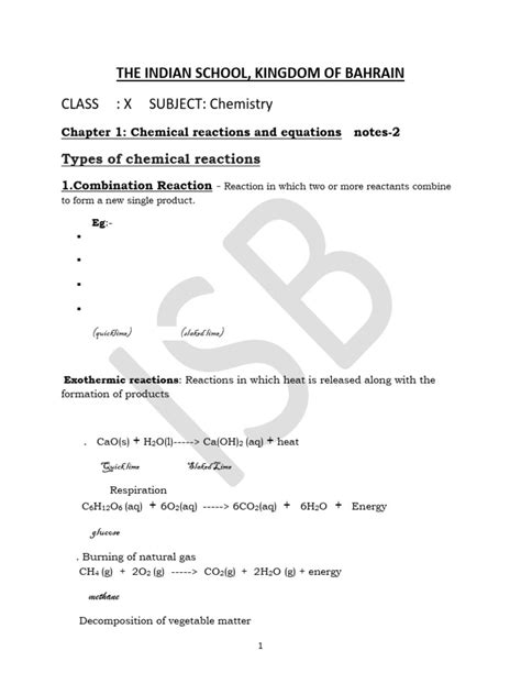 10 Chp 1 Notes 2 Pdf Oxide Chemical Reactions
