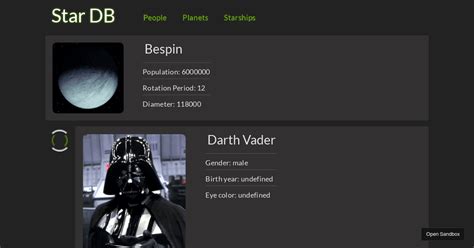Robertzhukovstar Wars React Codesandbox
