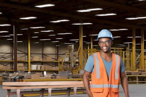 Premium Ai Image Smiling African American Male Worker Standing In A Warehouse Neural Network
