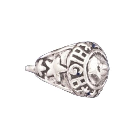 Sterling Silver 16 8mm Box Chain 3d High School Class Ring Pendant