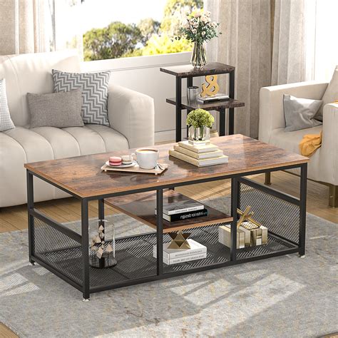 Trent Austin Design® Kempst Industrial Coffee Table With Storage Shelf Cocktail Table Accent