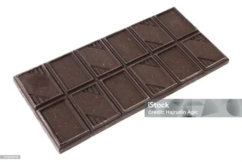 Dark Chocolate Block Isolated On White Background Choco Bar Above Stock