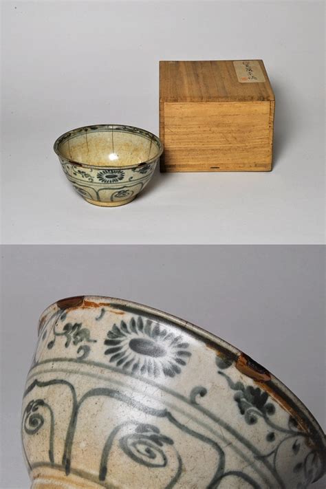 古美術 肥後 安南染付 花唐草文茶碗 古美術品専門サイト fufufufu