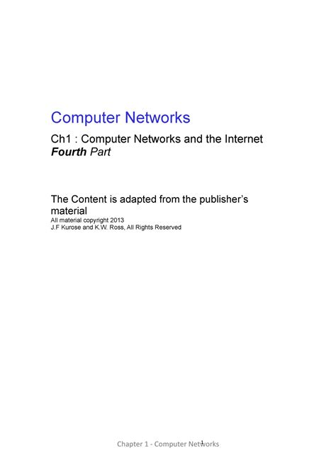 Computer Networks Ch1 D Computer Networks Ch1 Computer Networks And The Internet Fourth