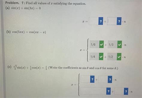 solved problem 7 find all values of x satisfying the
