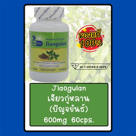 เจียวกู่หลาน Jiaogulan สมุนไพรปํญจขันธ์ เจียวกู่หลานเม็ด ตรา บลูเบิร์ด ขนาด 600 มิลลิกรัม 60