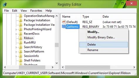 Reset Explorer Quick Access Toolbar Using Registry In Windows 11