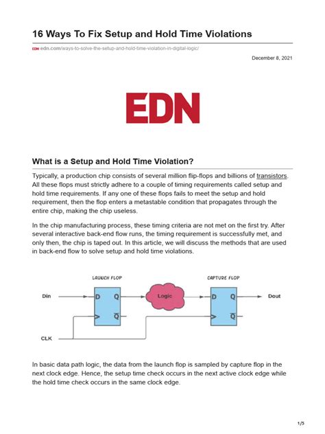 16 Ways To Fix Setup And Hold Time Violations Pdf Logic Gate Computer Engineering