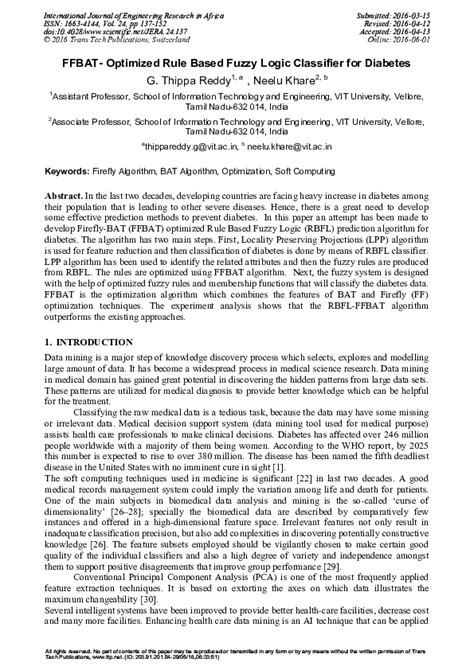 Pdf Ffbat Optimized Rule Based Fuzzy Logic Classifier For Diabetes