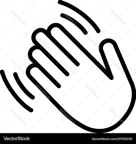 Hand Wave Or Waving Hello Line Icon Royalty Free Vector