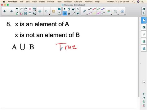 determine whether each statement is true or false if x is an element