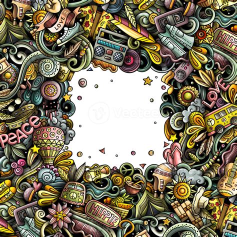 Hippie Detailed Cartoon Border Illustration 37380551 Png