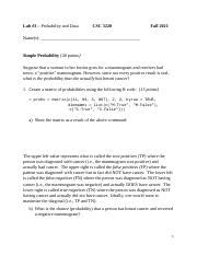 Lab 3 Probability And Data Docx Lab 3 Probability And Data CSC 3220 Fall 2021 Name S