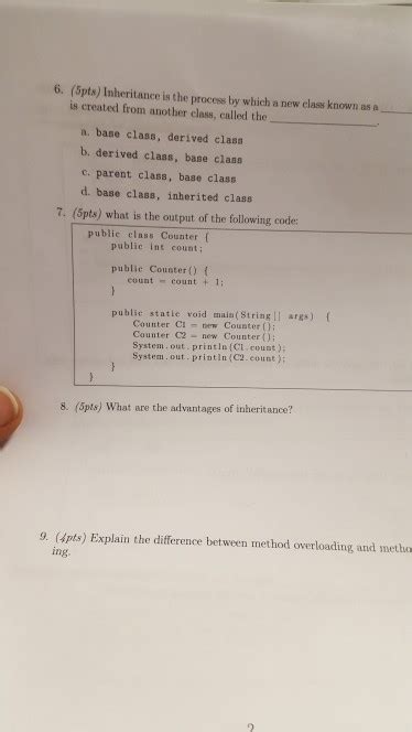solved 6 pts inheritance is the process by which a new