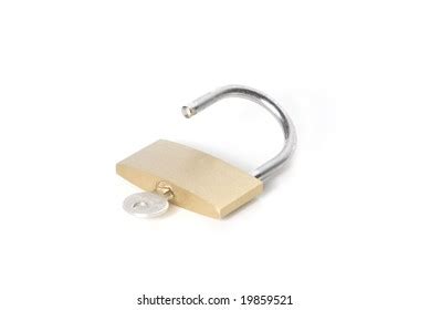 Open Padlock Key On White Background Stock Photo 19859521 Shutterstock