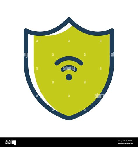 Shield Web Security For Wifi Single Isolated Icon With Dash Or Dashed Line Style Vector