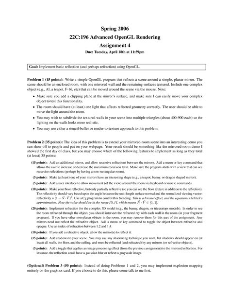 Assignment 4 On Advanced Opengl Rendering 22c 196 Docsity