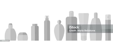 뚜껑이 있는 다양한 모양의 화장품 병 세트 흰색 배경에 바디 케어 제품에 대한 단색 절연 캔 샴푸 젤 크림 헤어 스프레이 무스 오일 로션용 용기 보습제에 대한 스톡 벡터