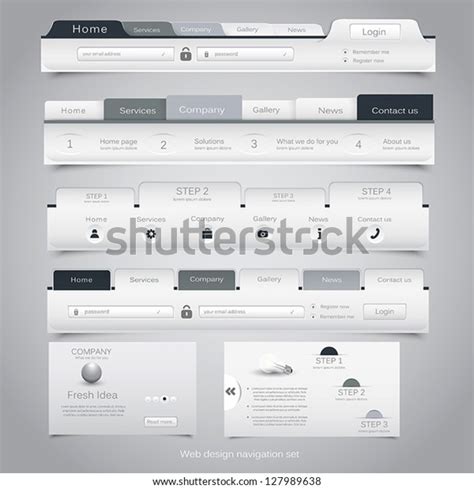 Web Design Navigation Set Vector Stock Vector Royalty Free 127989638 Shutterstock