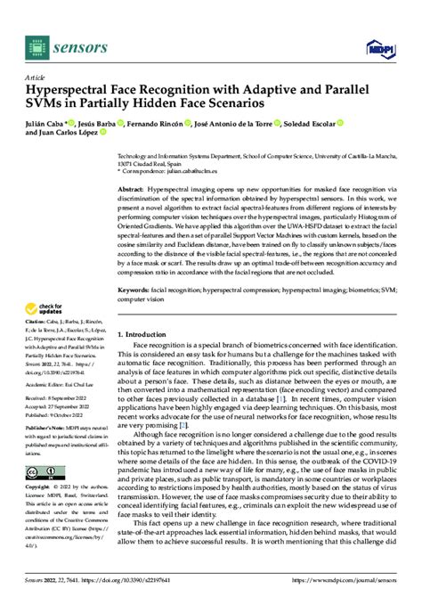 pdf hyperspectral face recognition with adaptive and parallel svms in