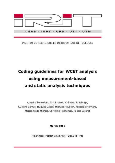 Pdf Coding Guidelines For Wcet Analysis Using Measurement Based And