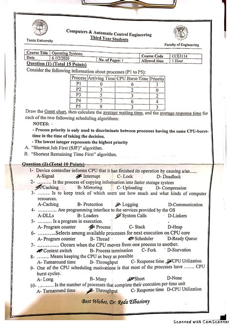 OS Midterm Solution Intro To Os Exam Operating Systems Studocu