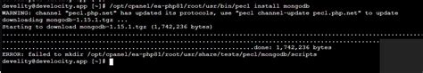 Failed To Mkdir Opt Cpanel Ea Php Root Usr Share Tests Pecl Mongodb Scripts Stack Overflow