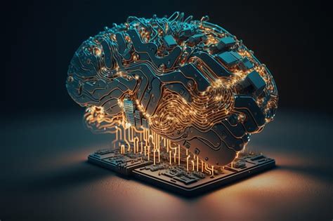 Premium Ai Image Circuit Board In Shape Of Artificial Intelligence Brain Ai Machine Learning