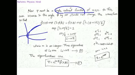 Eigen Value Of Lz Operator Angular Momentum Hindi Youtube