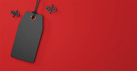 블랙 프라이데이 판매 컨셉 디자인 행 태그와 빨간색 배경 3d 렌더링에 백분율 빨강에 대한 스톡 사진 및 기타 이미지 빨강 3차원 형태 가격 Istock
