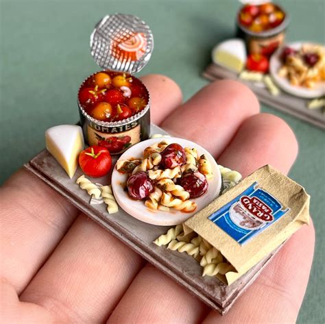 Doll Miniature Set Of Pasta In Tomato Sauce For Playing With Inspire