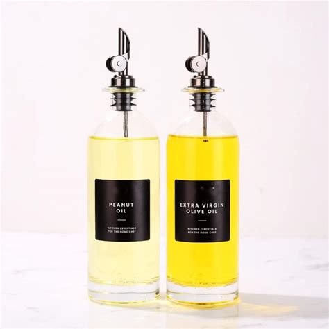 Oil And Vinegar Dispenser With Metal Pour Spout Weighted Pourer Glass
