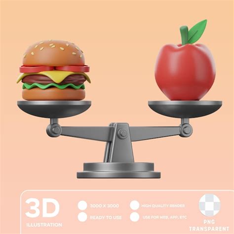 Premium Psd Psd Balanced Diet 3d Illustration