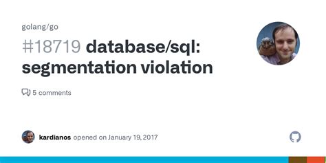 database sql segmentation violation · issue 18719 · golang go · github