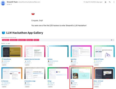 Srijit Panja On Linkedin Global Llm Streamlit Hackathon September23 Has Featured Its